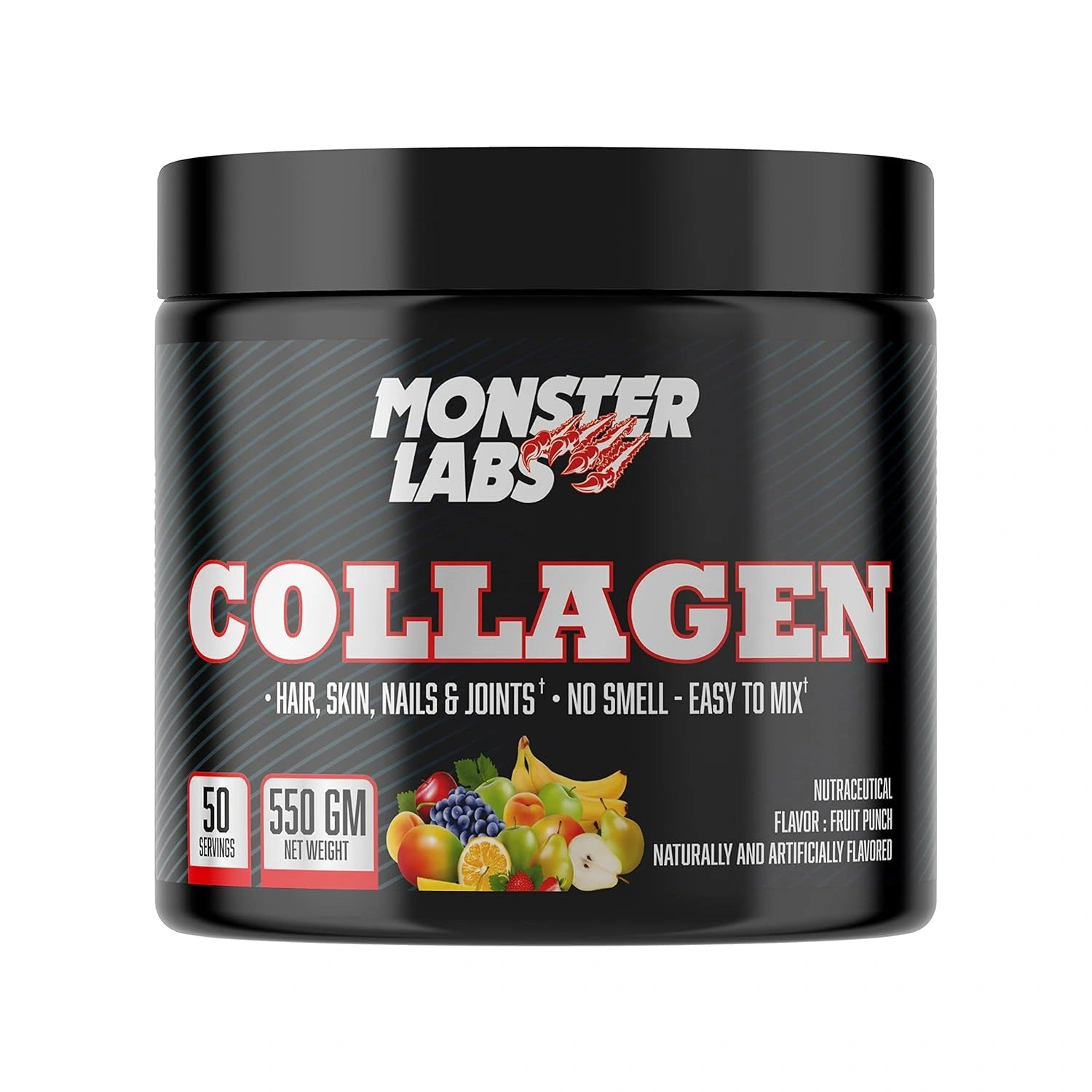 Monster Labs Collagen-Fruit Punch Flavour-50 Serving-Hair&Skin Support ...